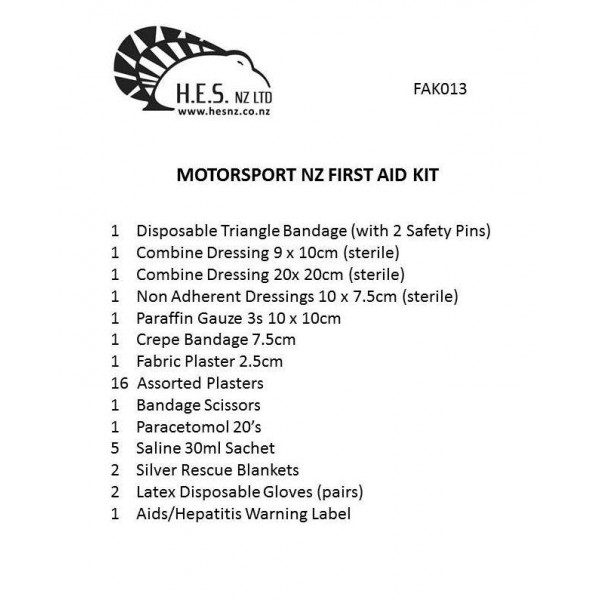 Motorsport Pack | First Aid | HES NZ Ltd