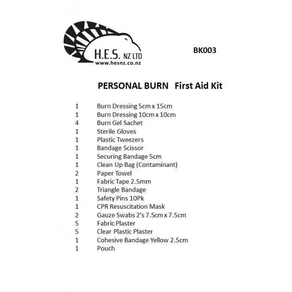 Personal Burns Kit | First Aid | HES NZ Ltd
